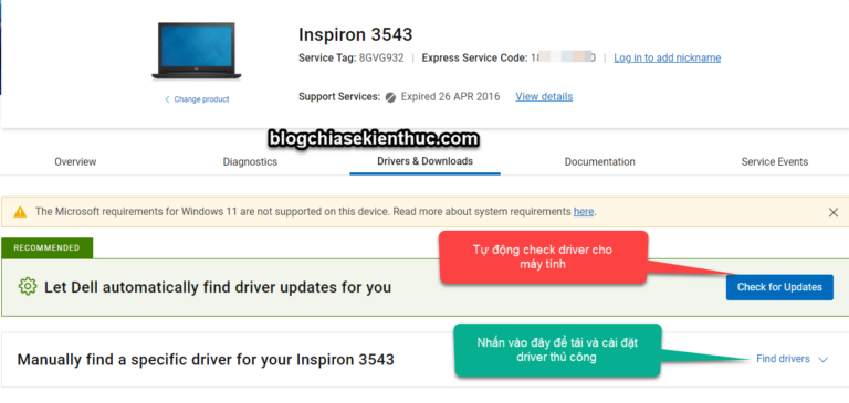 Hướng dẫn cài đặt driver Laptop DELL từ trang chủ, rất dễ