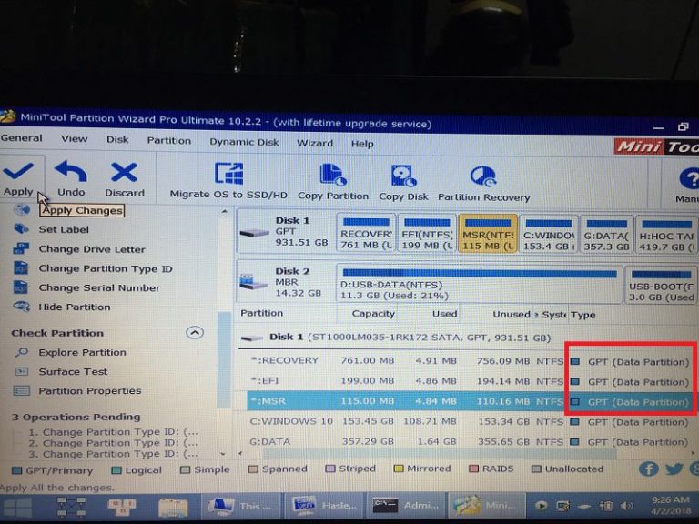 Cách tạo phân vùng boot EFI, MSR và Recovery cho chuẩn UEFI/GPT