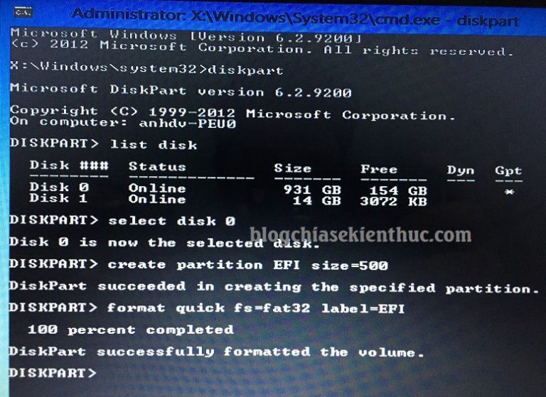 Cách tạo phân vùng boot EFI, MSR và Recovery cho chuẩn UEFI/GPT
