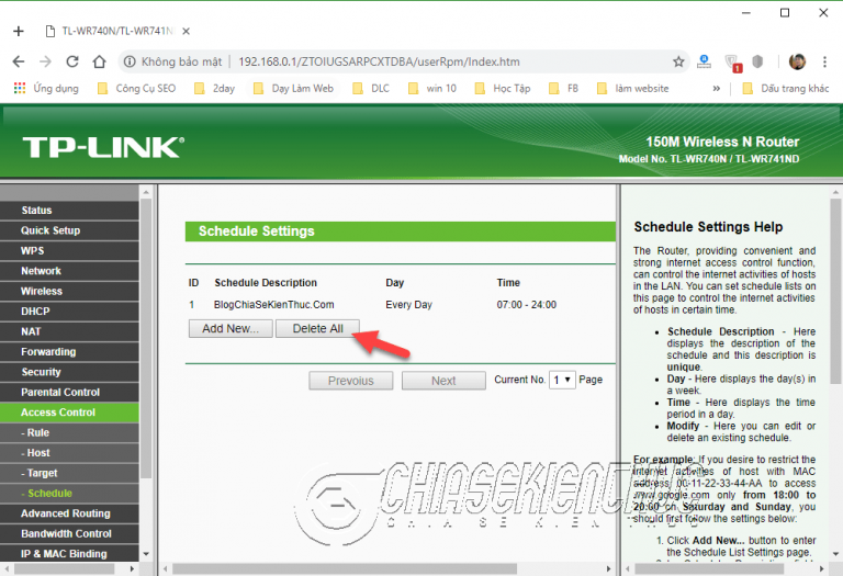 Hướng dẫn cách hẹn giờ BẬT/ TẮT mạng Wi-Fi cho Modem, Router
