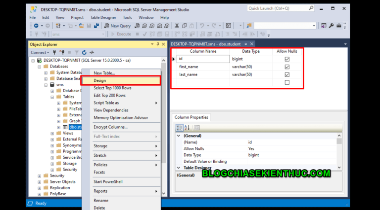 Hướng dẫn tạo Database trong SQL và các thao tác cơ bản khác