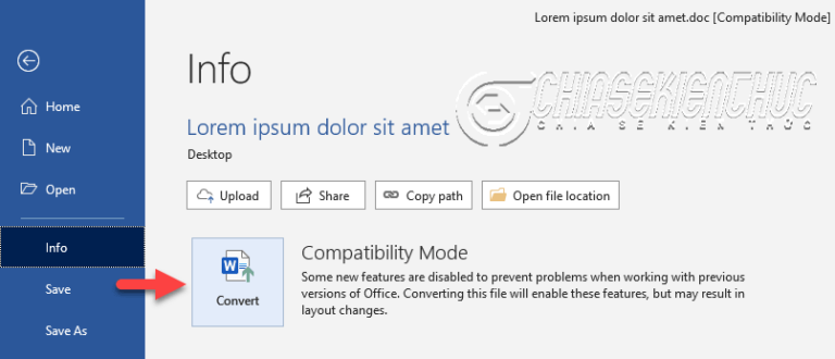 Làm thế nào để tắt chế độ Compatibility Mode trong Word?