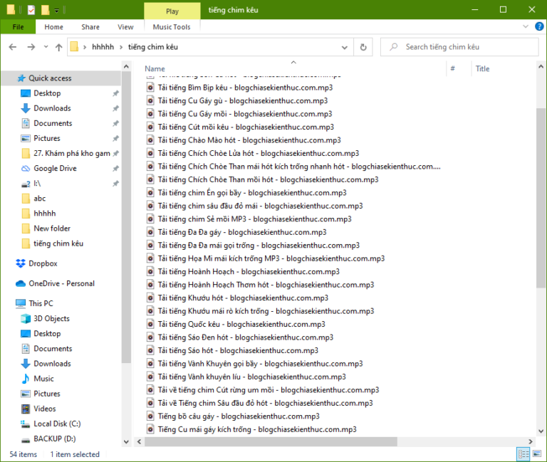Cách copy tiêu đề của hàng loạt file MP3 trong 1 thư mục