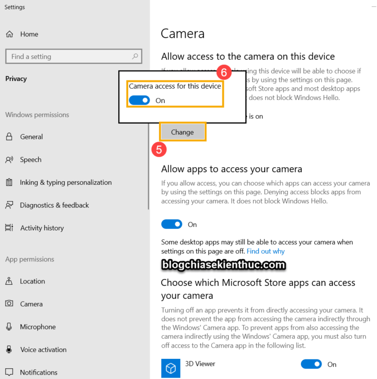 Cấp quyền sử dụng Camera & Micro trên Windows 10/11