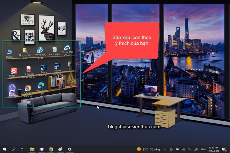 Tải hình nền máy tính có kệ để icon cho Desktop, siêu đẹp