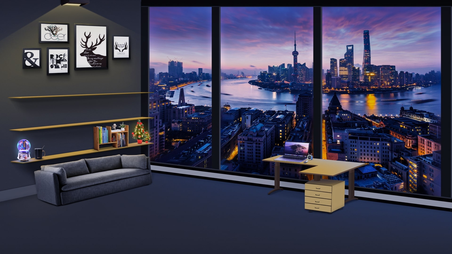 Tải hình nền máy tính có kệ để icon cho Desktop, siêu đẹp