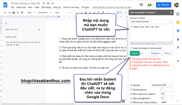 Cách tích hợp ChatGPT vào Google Docs, Google Sheets