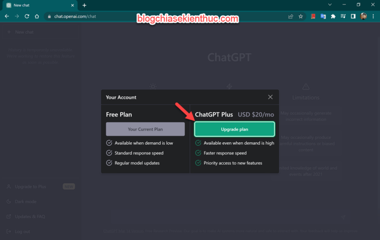 Cách nâng cấp ChatGPT lên ChatGPT Plus ở Việt Nam