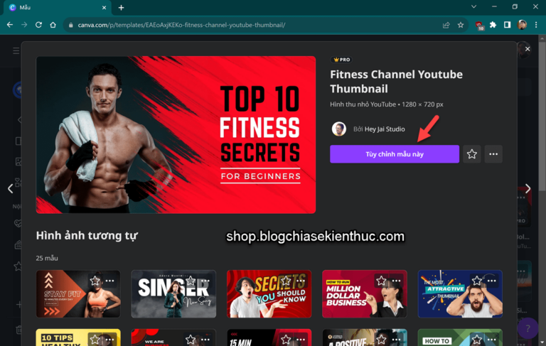 Tạo ảnh Thumbnail Youtube, Tiktok, Facebook bằng Canva